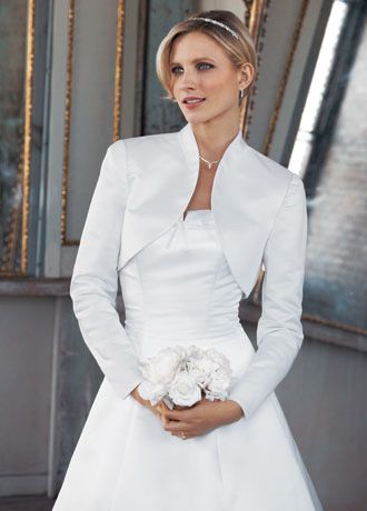 Long Sleeve Satin Bolero Jacket | David's Bridal